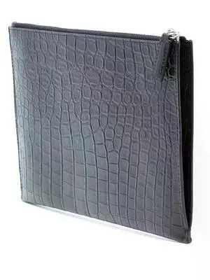 Saint Laurent 2018 Croc Embossed Leather Clutch Bag