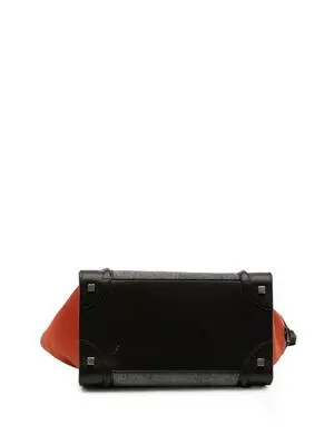 Celine 2014 Mini Tricolor Felt Wool And Calfskin Luggage Tote Bag - Black