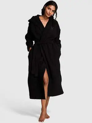 Victoria's Secret Cozy Chenille Hooded Long Robe - Black