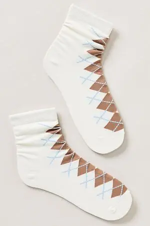 Anthropologie Argyle Trouser Socks - Neutral Brown/blue