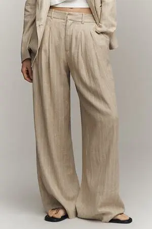 Maeve Avery Linen Blend Stripe Twill Pants