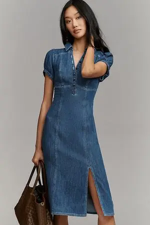 PILCRO Buttondown Denim Midi Dress