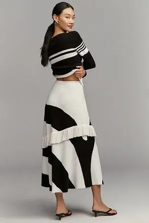 Maeve Asymmetric Ruffle Maxi Skirt