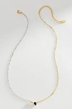Anthropologie Delicate Mixed Stone Necklace - Clear/sapphire