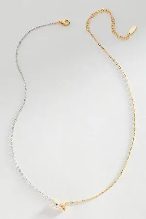 Anthropologie Delicate Mixed Stone Necklace - Clear/silk