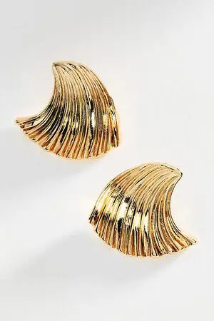 Anthropologie Textured Wave Earrings - Gold