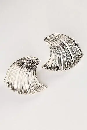 Anthropologie Textured Wave Earrings - Silver