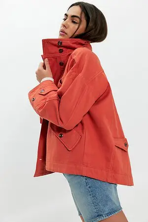 Free People We The Free Collins Washed Canvas Jacket - Red Clay