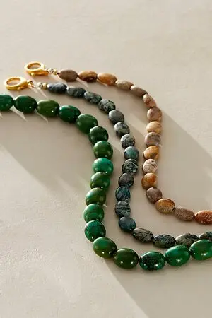 ALV Chunky Beaded Semiprecious Stone Necklace