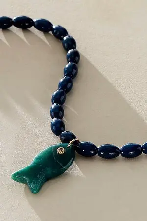 ALV Remi Semiprecious Fish Pendant Necklace - Green Fish
