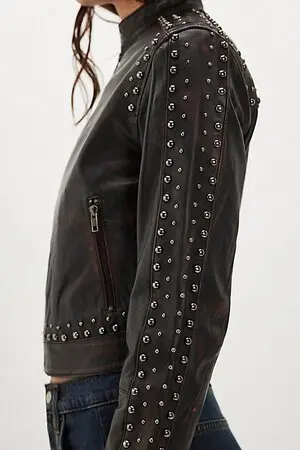 UNDERSTATED LEATHER Studded Racer Jacket