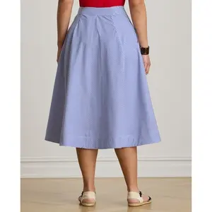 Ralph Lauren Striped Paneled Cotton Broadcloth A-line Skirt - Blue/white