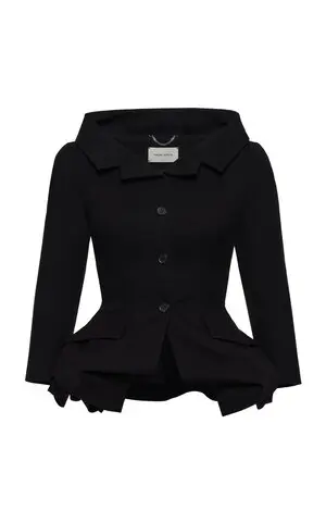 Magda Butrym Portrait Neck Cotton Jacket - Black