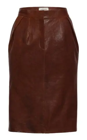 Magda Butrym Leather Pencil Skirt - Brown