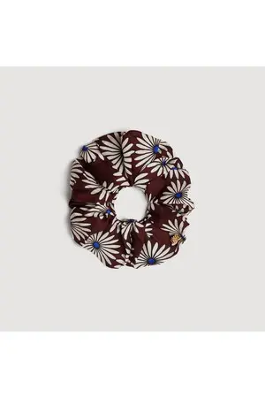Sandro Printed Silk Scrunchie - Red