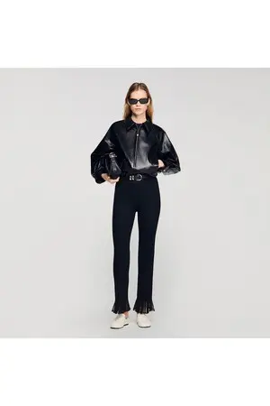 Sandro Lambskin Leather Jacket - Black