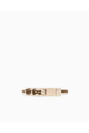 Giorgio Armani Suede Belt With Metal Detail - Natural