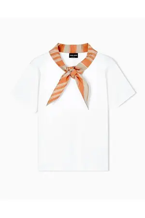Giorgio Armani Cotton Jersey T-shirt With Foulard - White