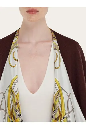 FERRAGAMO Cashmere And Silk Cape With Rooster Print