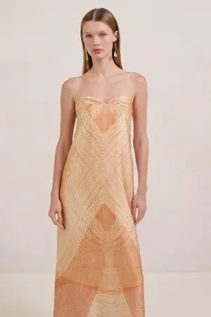 Alexis Dianne Strapless Maxi Dress - Orange