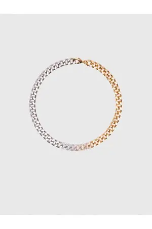 Maje Two-tone Rhinestone Link Necklace - Gold