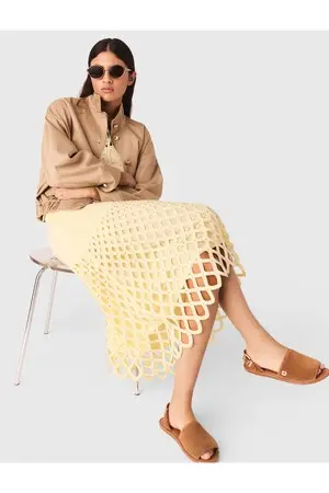 Maje Crochet Skirt With Removable Lining - Yellow