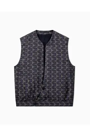 Giorgio Armani Geometric-print Cupro Canvas Waistcoat - Natural