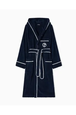 Giorgio Armani Cotton Terry Bathrobe - Navy