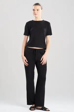 Natori Feathers Essentials Lenzing Ecovero Viscose Crew Neck Pj Set - Black