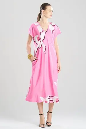 Natori Orchida Short Sleeve Caftan - Pink