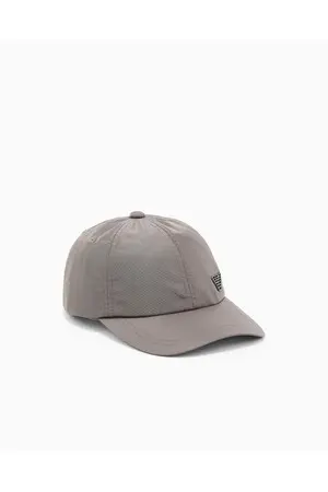 Emporio Armani Nylon Baseball Cap With Eagle Plate - Brown