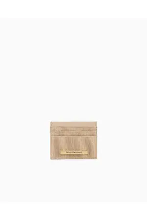 Emporio Armani Asv Embossed Suede Card Holder - Grey