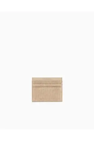 Emporio Armani Asv Embossed Suede Card Holder - Grey