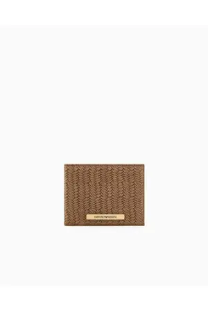 Emporio Armani Asv Embossed Suede Bifold Wallet - Brown