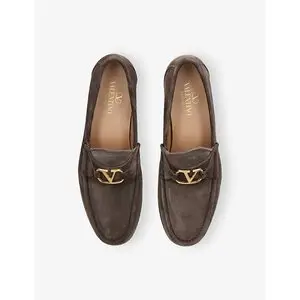 Valentino Garavani Vlogo Signature Suede Loafers - Mid Brown