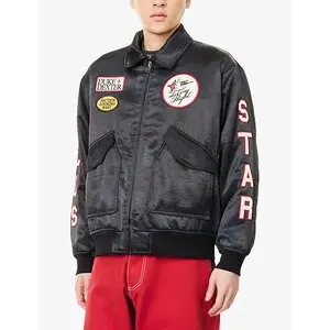 DUKE + DEXTER Multi-patch Satin Bomber Jacket