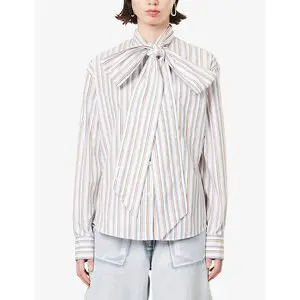 Acne Studios Striped Tie-collar Cotton-poplin Shirt