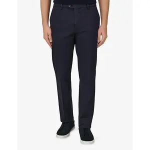 Boggi Milano Tapered-leg Mid-rise Cotton-blend Trousers - Navy Blue