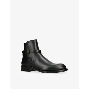 THE ROW Nobilis Buckle Leather Ankle Boots - Black