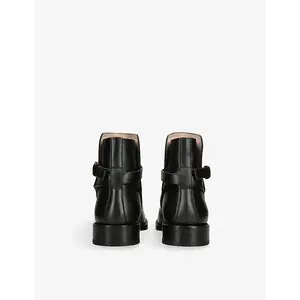 THE ROW Nobilis Buckle Leather Ankle Boots - Black