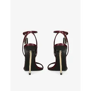 TOM FORD Padlock 105 Leather Heeled Sandals - Red/dark