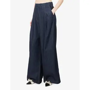 Dries Van Noten Pleated Wide-leg Denim Trousers - Indigo