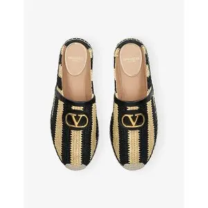 Valentino Garavani Vlogo Raffia Espadrille Mules