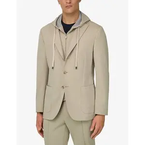 Boggi Milano Madison Removable-hood Stretch-jersey Jacket - Beige