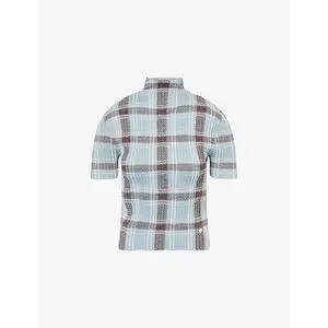 Acne Studios Check-print Ribbed Stretch-wool Blend Top