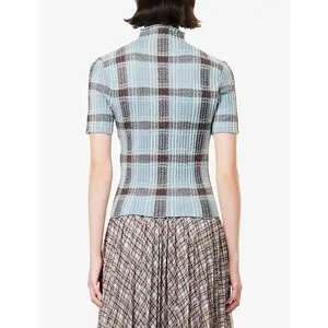 Acne Studios Check-print Ribbed Stretch-wool Blend Top