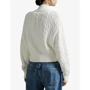 Polo Ralph Lauren Funnel-neck Cable-knit Cotton Jumper - White