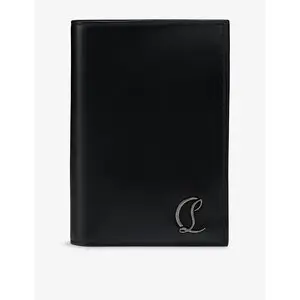 CHRISTIAN LOUBOUTIN Mooncrest Leather Passport Holder - Black/gun Metal