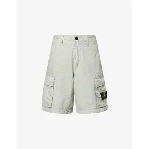 Stone Island Panama Patch-pocket Woven Cargo Shorts