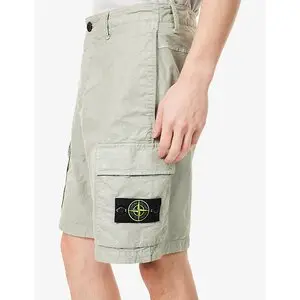 Stone Island Panama Patch-pocket Woven Cargo Shorts